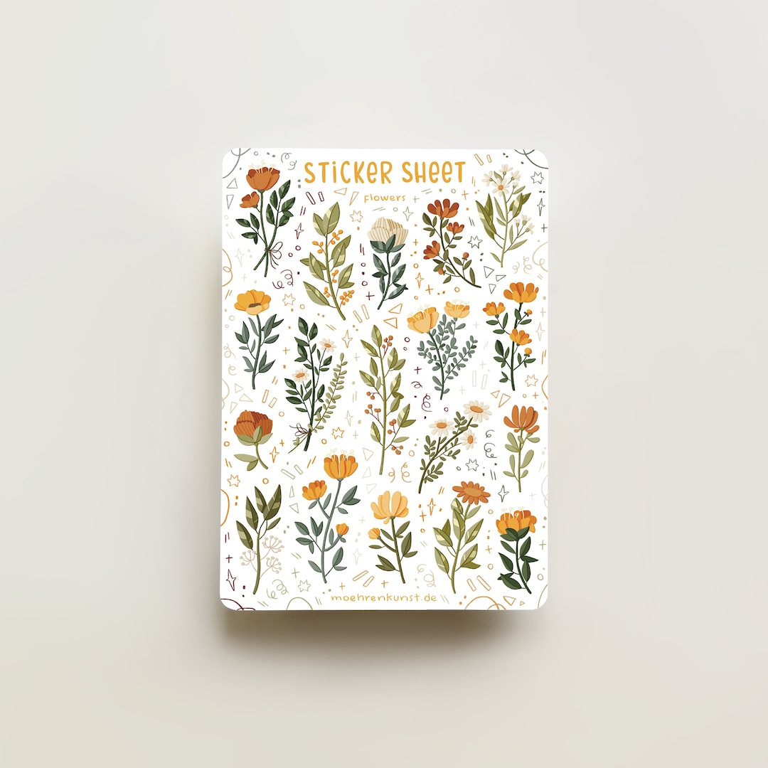 Sticker Sheet - Flowers (yellow) | Journal Stickers, Calendar, Planner ...