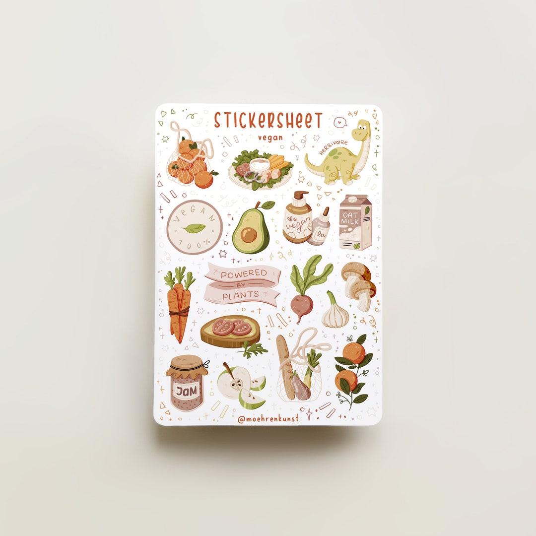 Sticker Sheet - Vegan | Journaling Stickers for Your Planner - Etsy