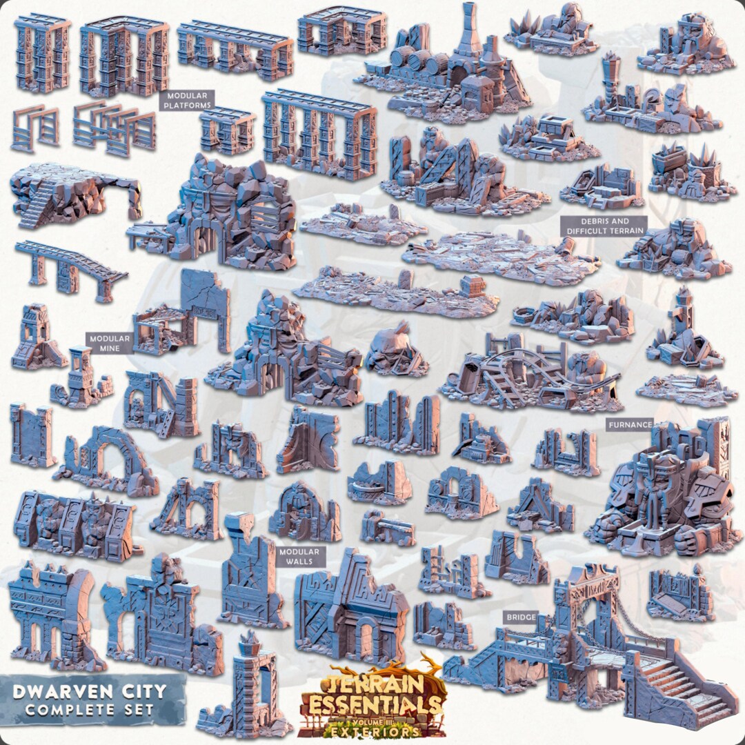 Dnd Modular Dwarven City Terrain Dnd Terrain STL 3D Printable Modular ...