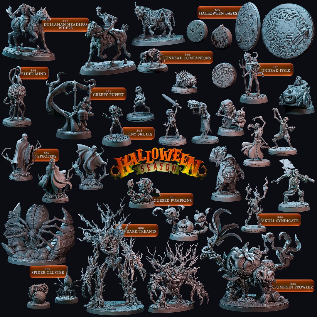 Fantasy Miniatures STL Halloween Season Dnd Miniatures STL 3D Printable ...