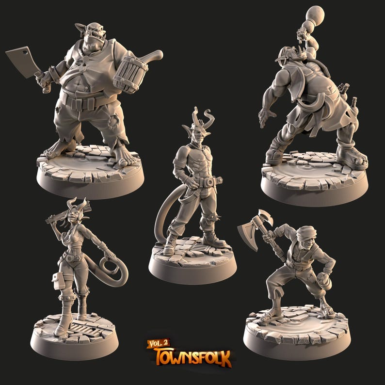 Dnd Miniatures Townsfolk Dnd Miniatures STL Dnd 3D Printable Models ...