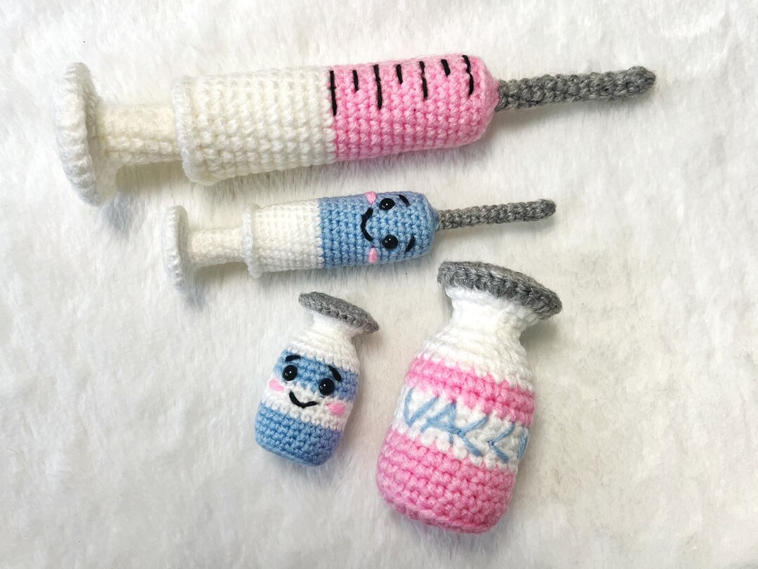 Crochet Vaccine Toy Crochet Vaccine Plushy Vaccine Plush Syringe Plush ...