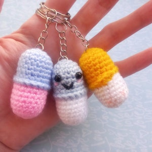 Chill Pill Keychains Amigurumi Pills Crochet Medical Plush Crochet Pill ...