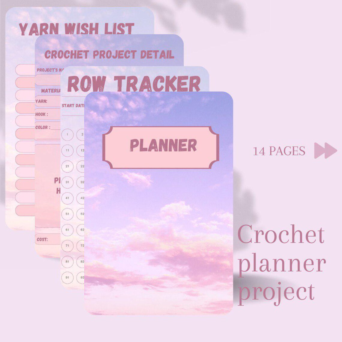 Crochet Planner Printable Crochet Planner Crochet Pink Сlouds Journal ...