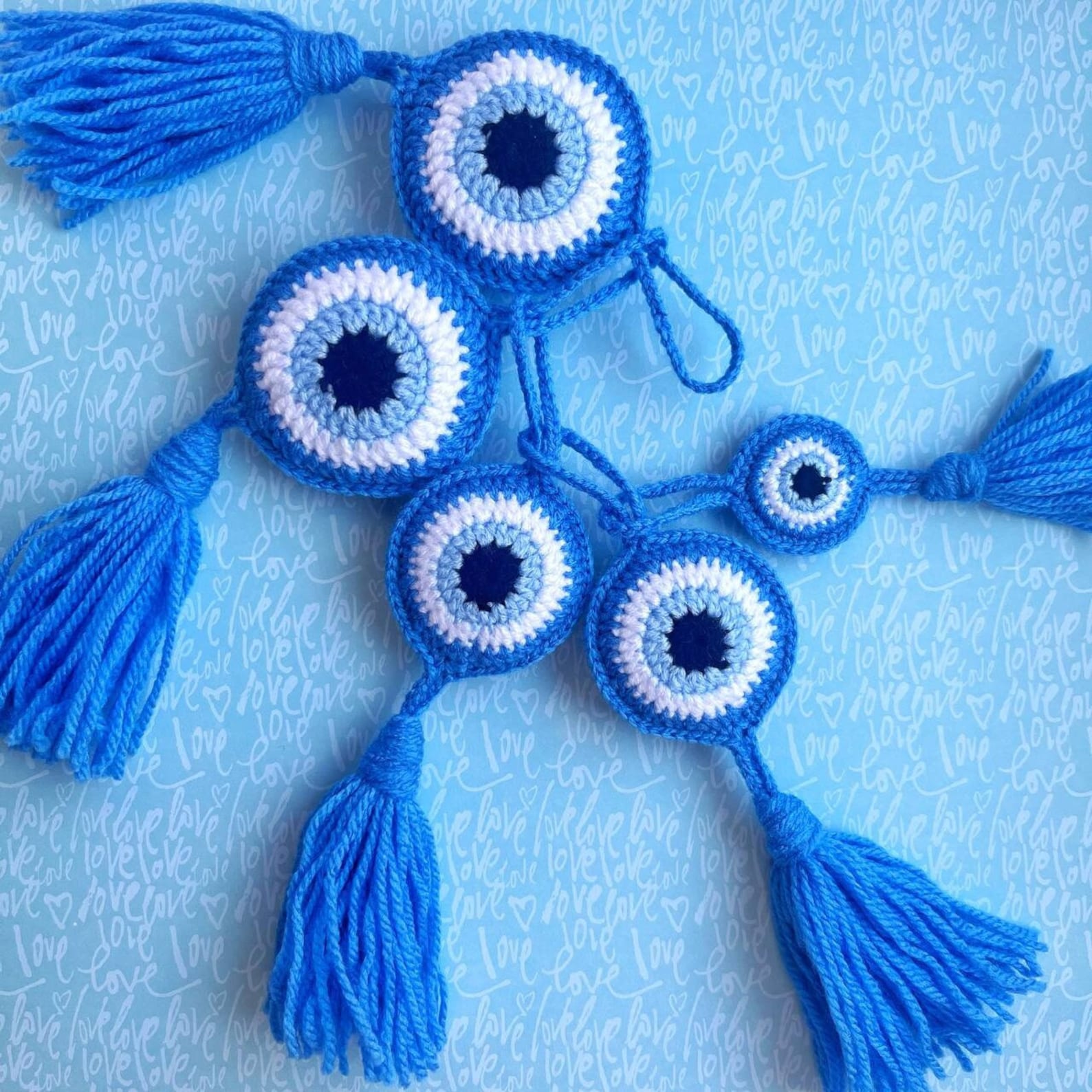 Crochet Evil Eye, Evil Eye Wall Hanging, Evil Eye Charm, Home Decor ...