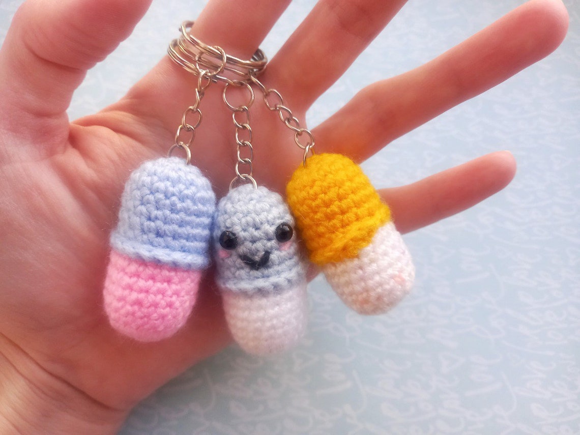 Chill Pill Keychains Amigurumi Pills Crochet Medical Plush - Etsy