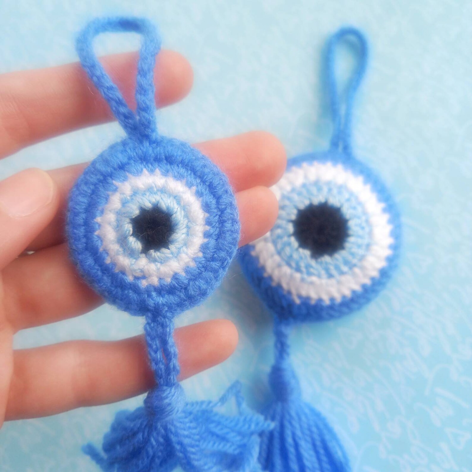 Crochet Evil Eye, Evil Eye Wall Hanging, Evil Eye Charm, Home Decor ...