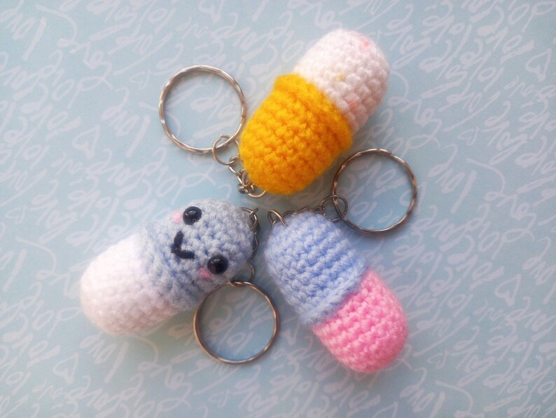 Chill Pill Keychains Amigurumi Pills Crochet Medical Plush Crochet Pill ...