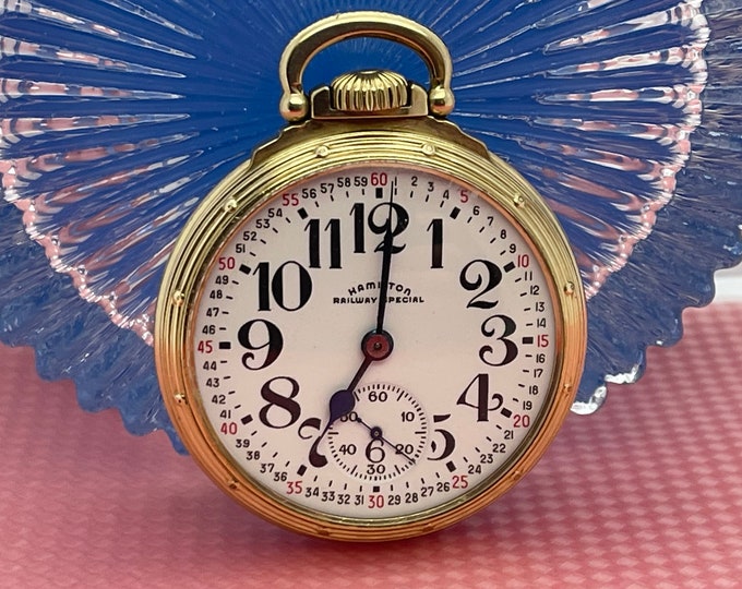 Hamilton 992B RR Pocket Watch 21j 16s Monty Dial, Model A Case SERVICED ...