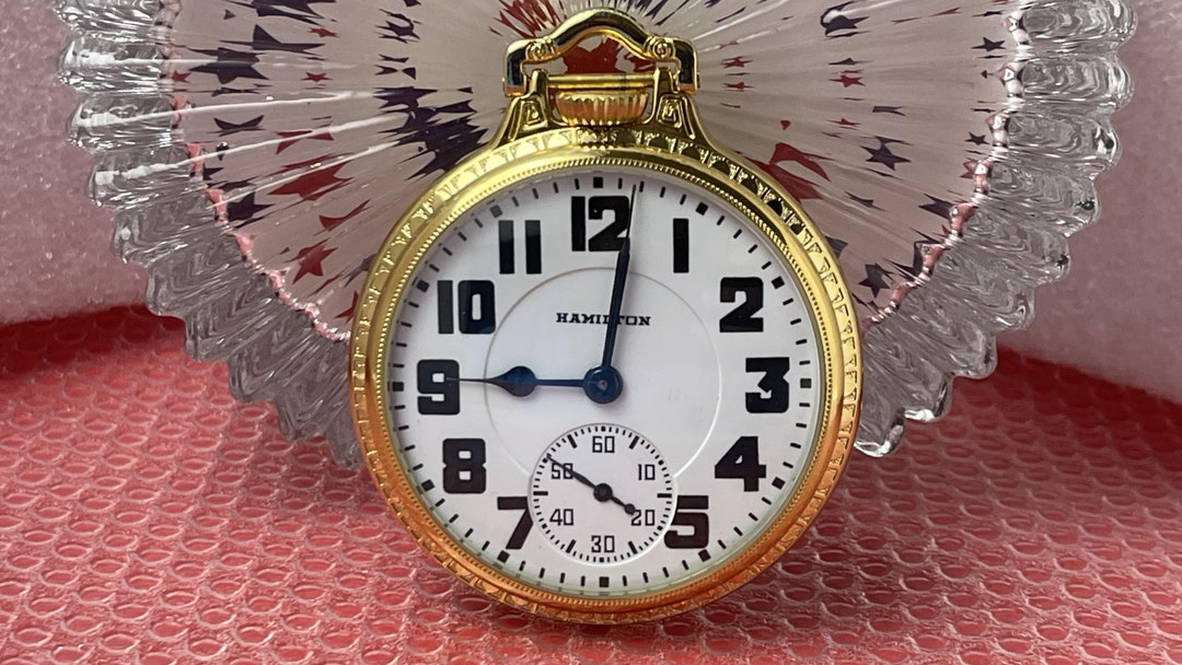 Hamilton 992B High Grade Railroad Pocket Watch 21 Jewel 16 Size Boxcar ...