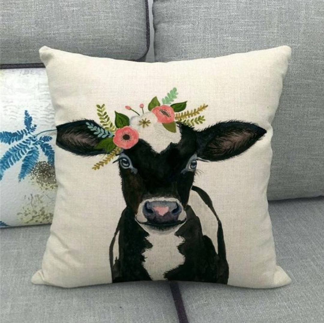 Cow Pillow Covers, Nursery Decor, Farmhouse Kitchen Decor, Cow Lovers ...