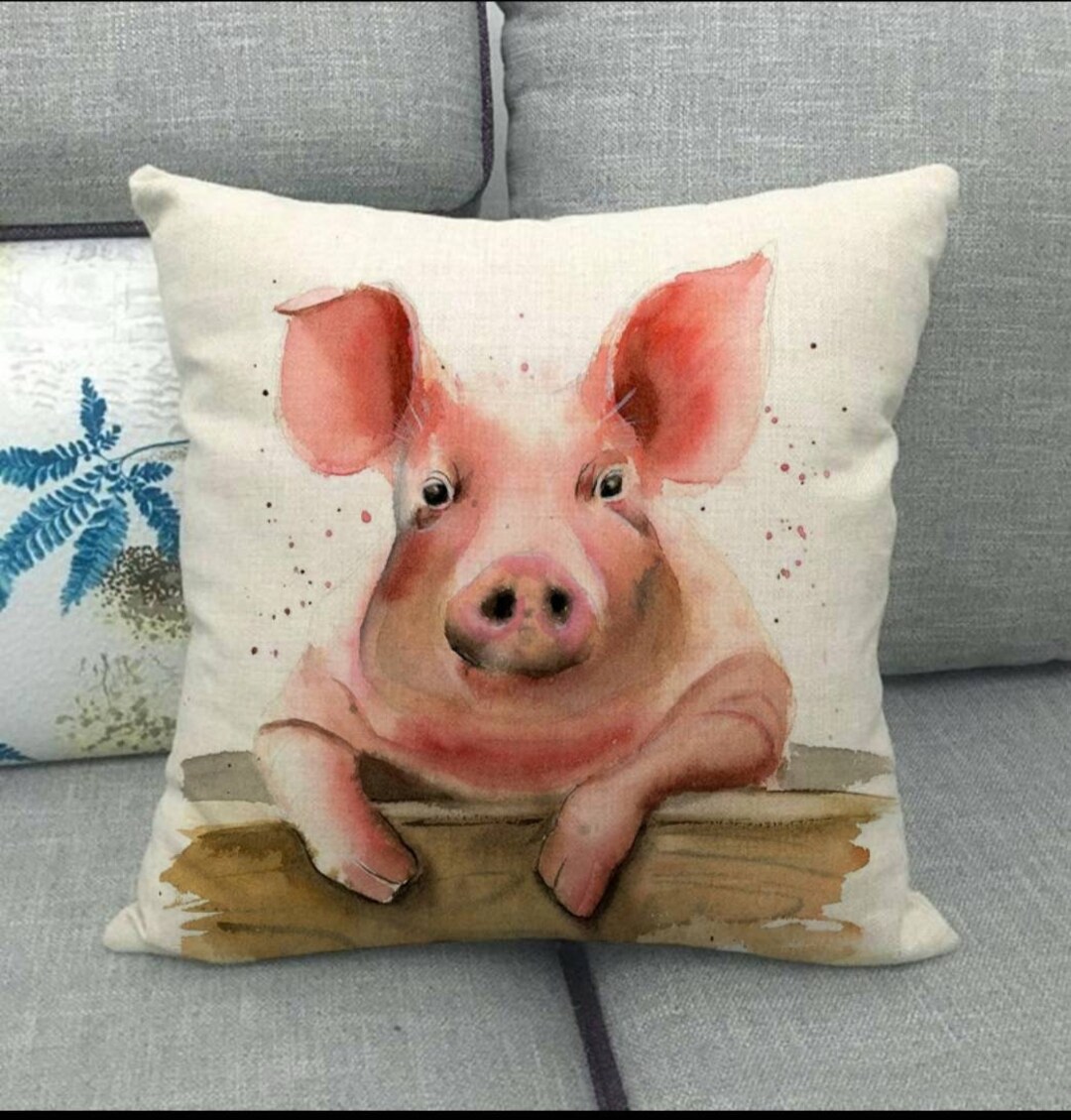 Pig Decor, Pig Pillow Cover, Pig, Farm Animal Pillow Cover, Farmhouse ...