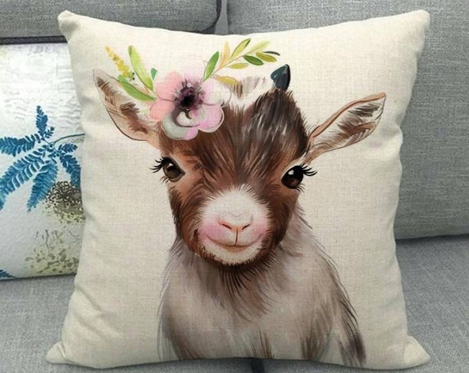 Goat Pillow Covers, Modern Farmhouse Goat Decor, Nursery Decor, Farm ...