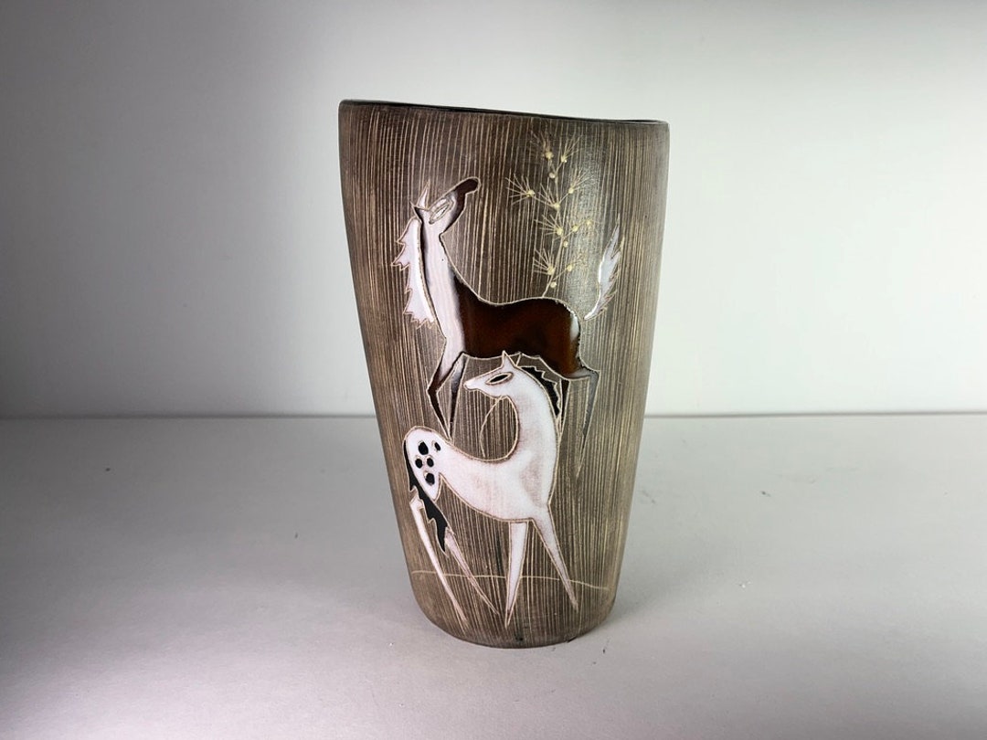 Ruscha Ceramic Vase by Hans Welling the Horses 1950 Vintage Germany - Etsy