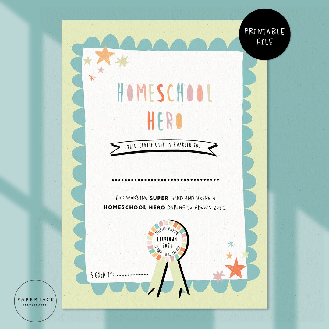 Lockdown Homeschool Hero Certificate Instant Download Homeschooling ...