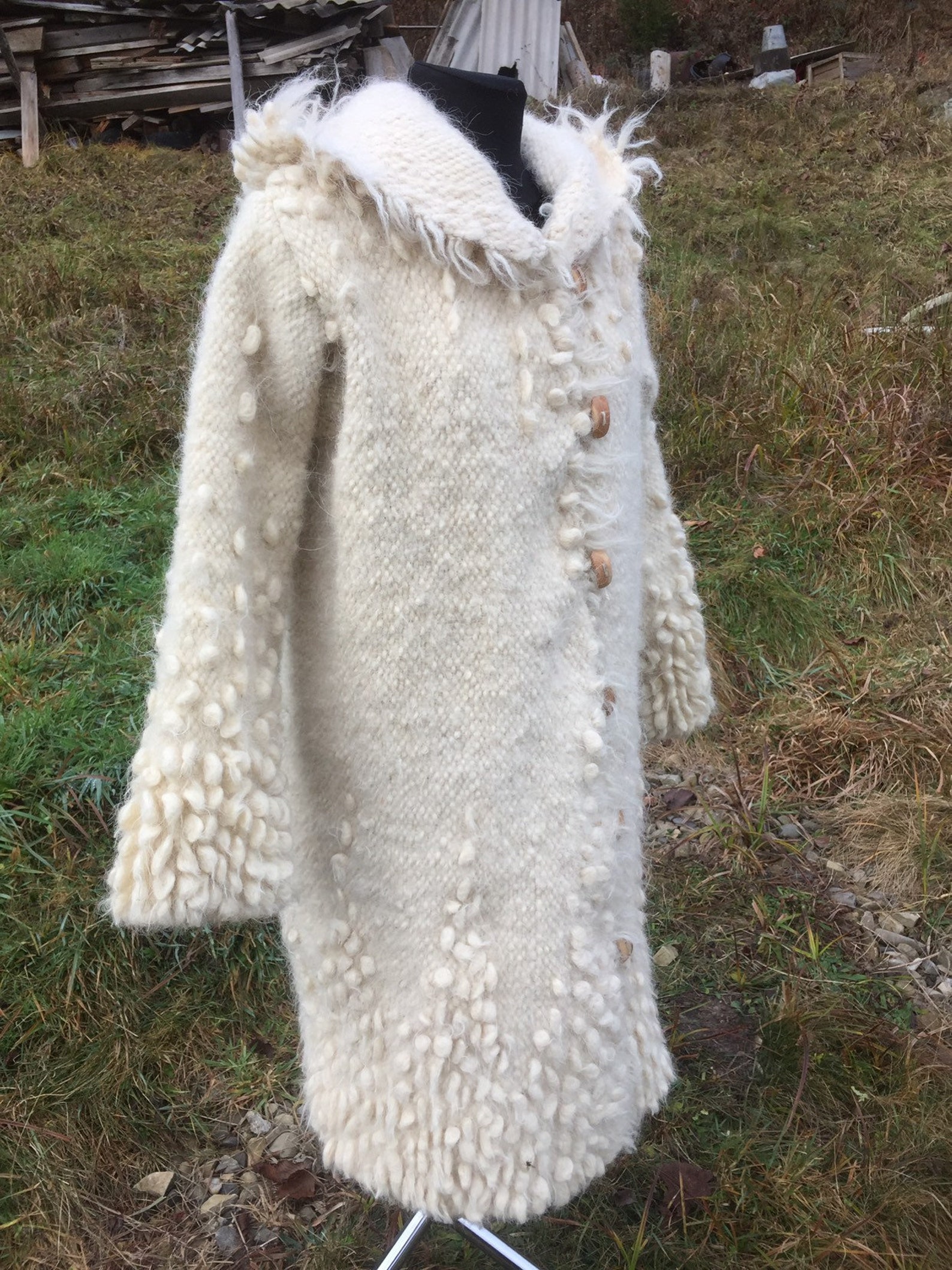 White Coat/winter Coat/organic Wool Coat/womens Coat/wool - Etsy