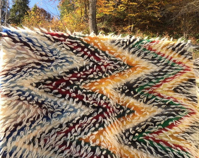 Hutsul Wool Blanket Lizhnyk, Throw Blanket, Woven Wool Art, Bedspread ...