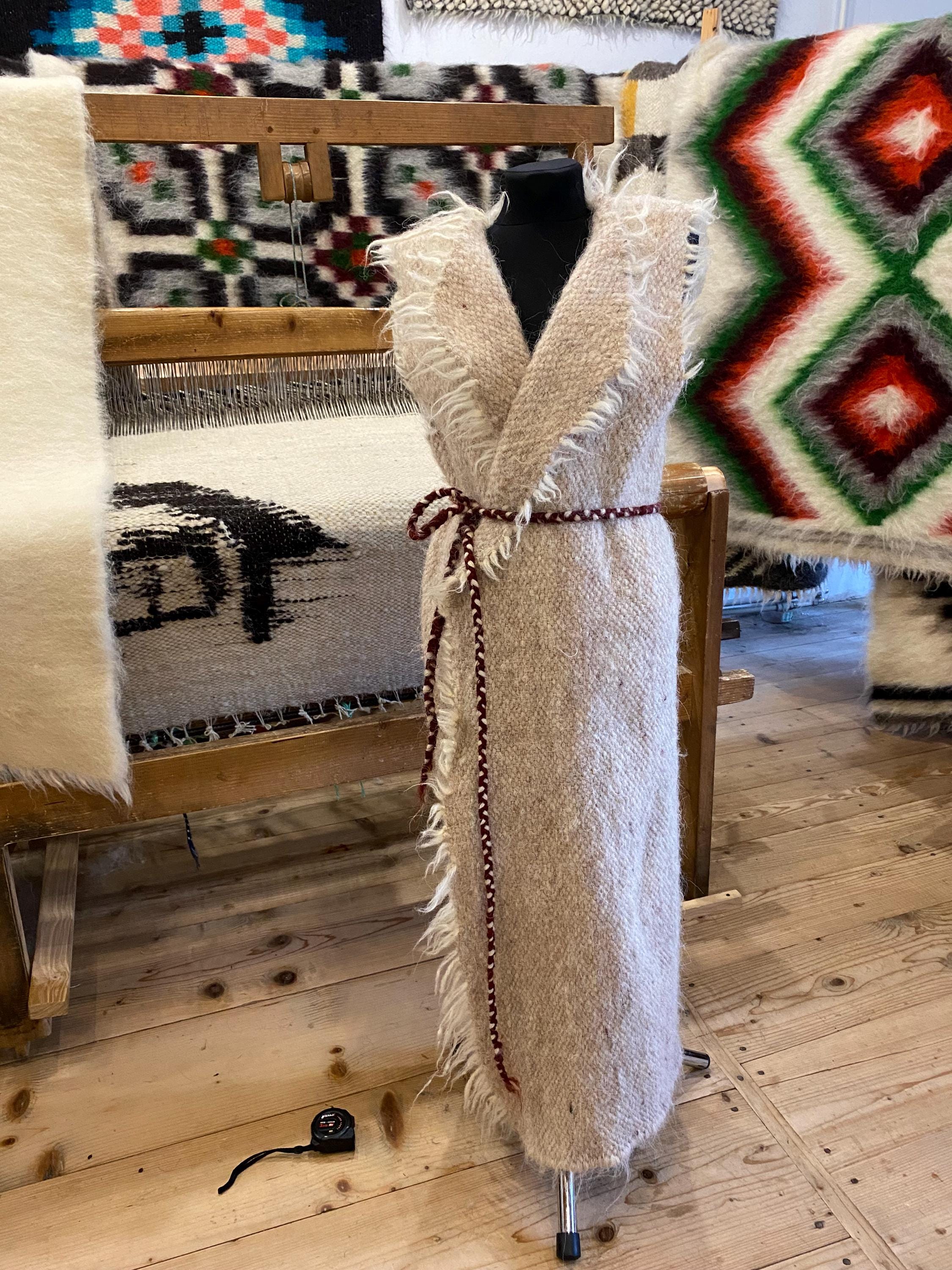 Handwoven Long Wool Vest: Natural Ivory Sheep Wool Cardigan - Etsy
