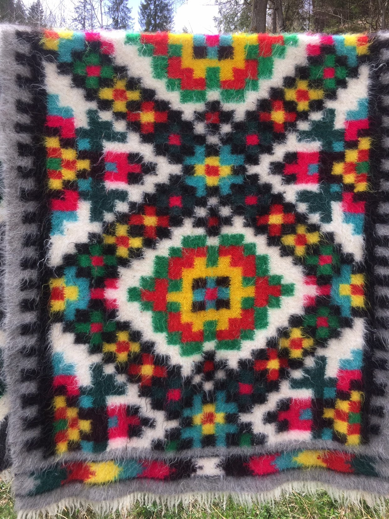 Ukrainian Carpet of Wool Blanket a Wedding Present Blanket Throw a ...