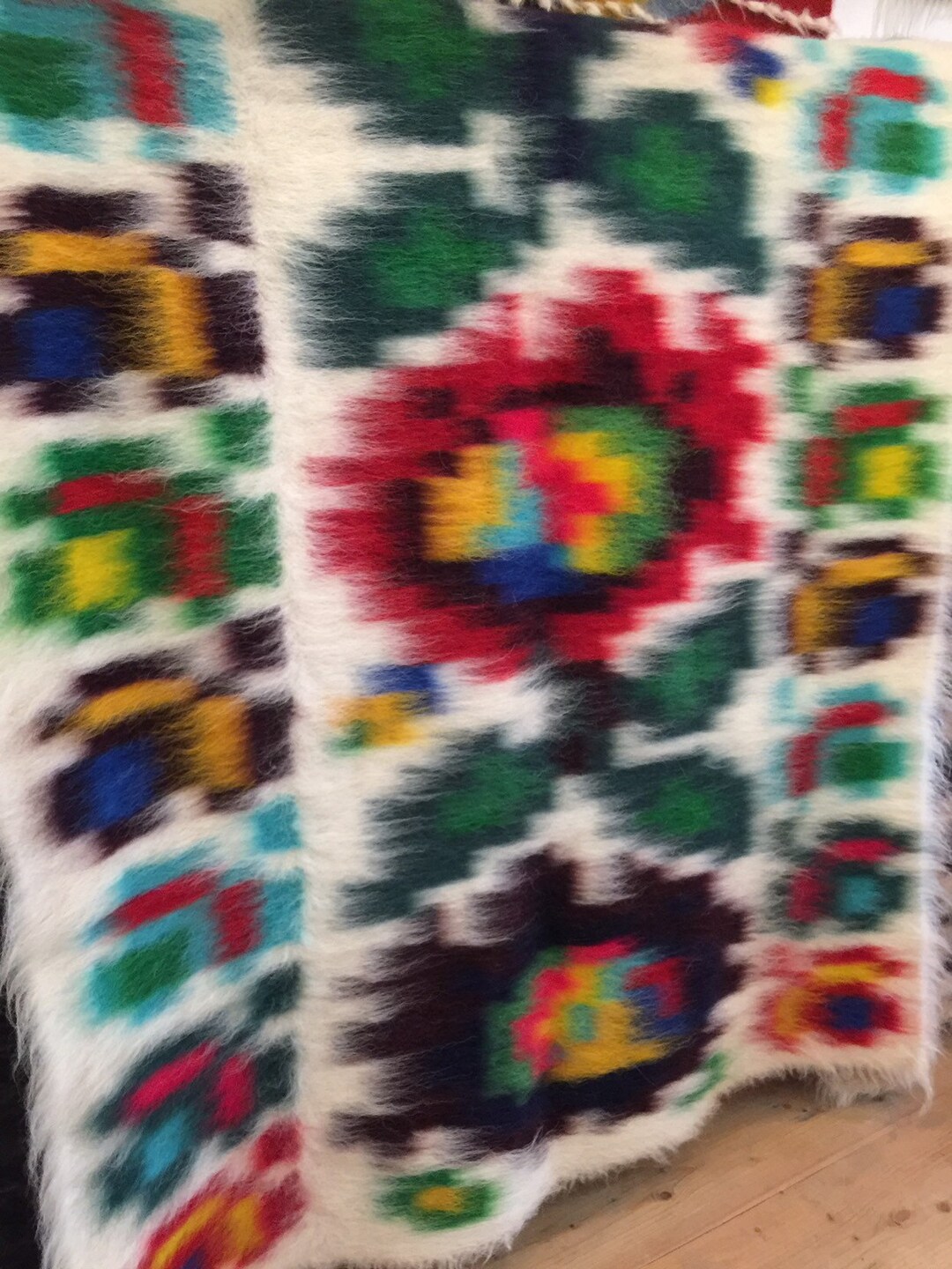 Handwoven Wool Ukrainian Carpet: Hutsul Folk Floral Rug, Blanket Throw ...