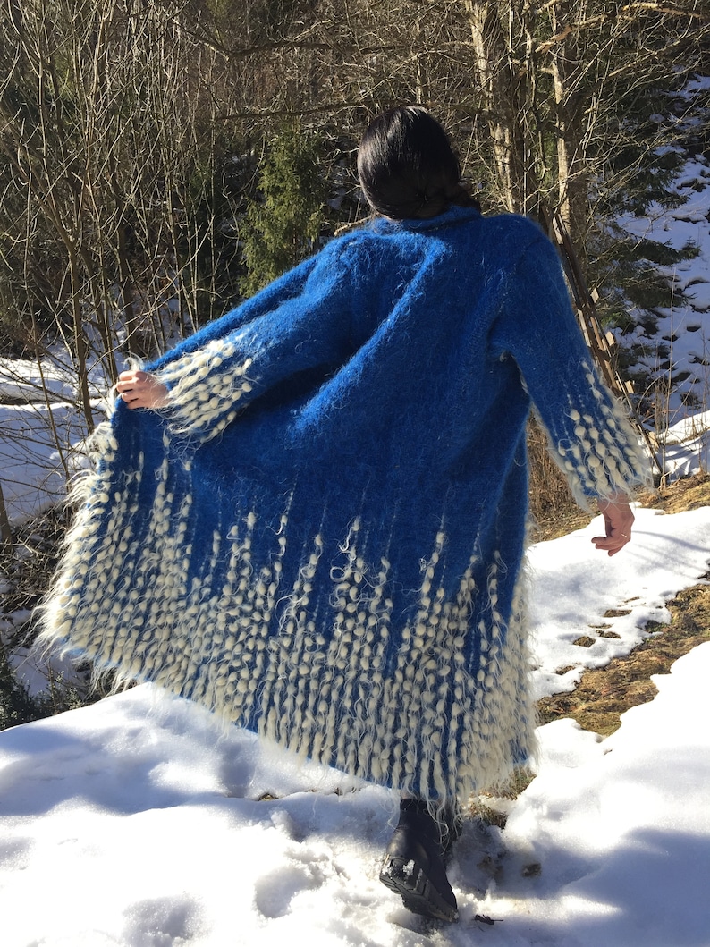 Felted Blue Coat Warm Wool Coat Soft Cardigan Sheep Wool | Etsy