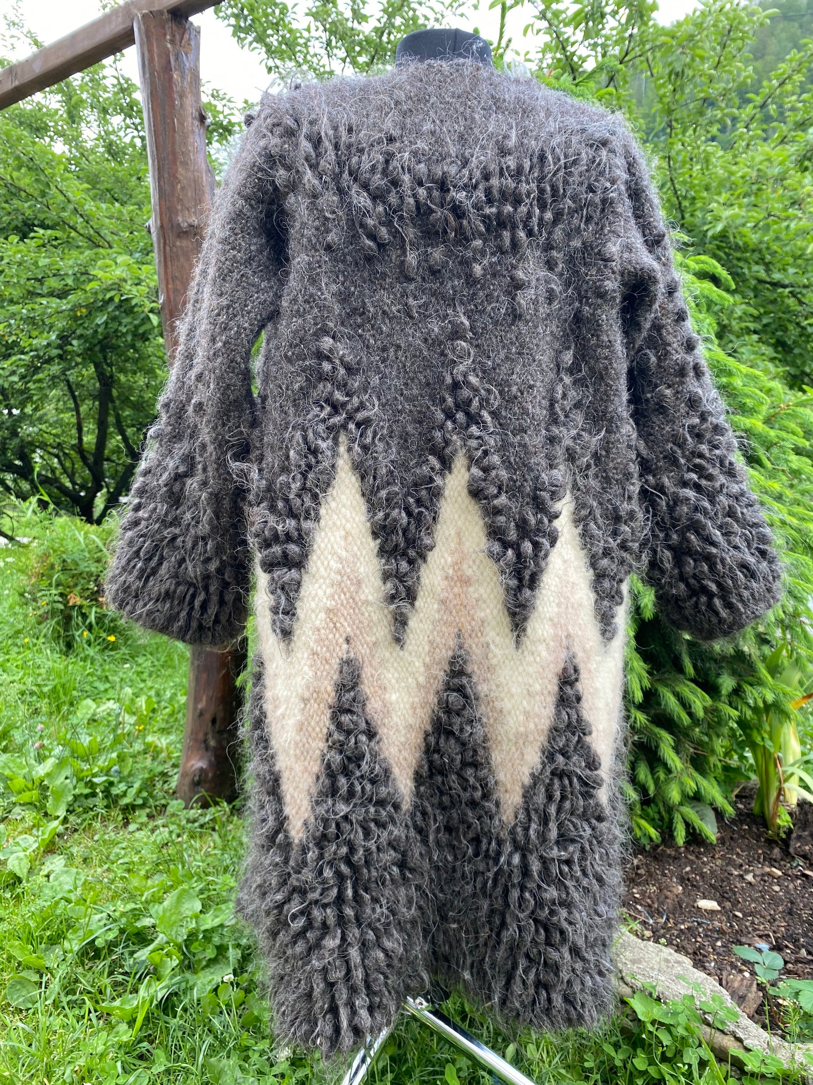 Handwoven Sheep Wool Coat, Gray Ethnic Design - Etsy