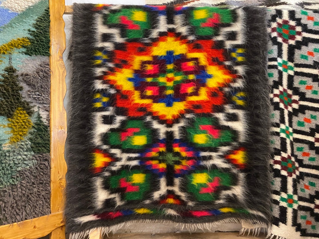 Hand Woven Wool Blanket: Ukrainian Hutsul Rug, Carpathian Design - Etsy