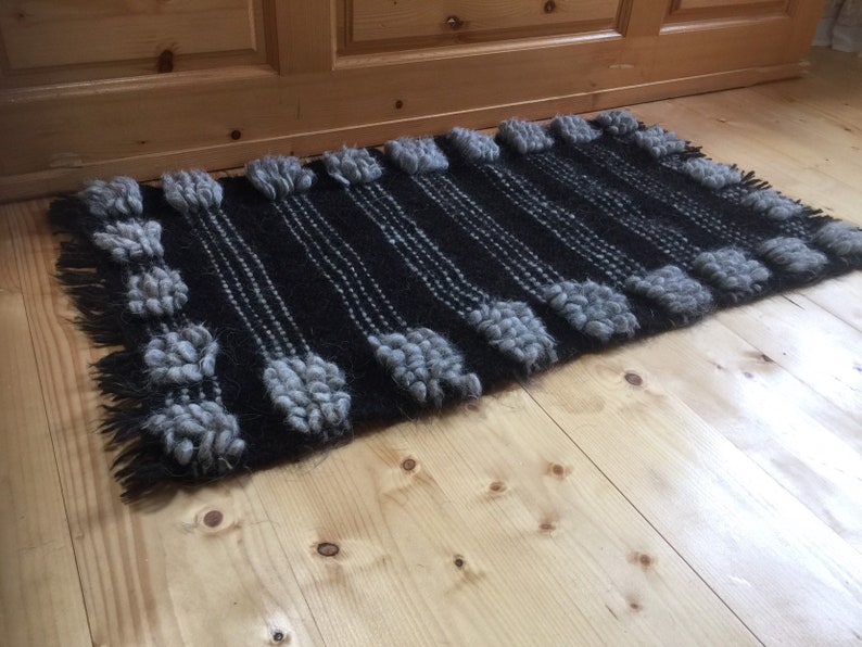 Organic Black Rug/bed Rug/little Mat/door Mat/eco Friendly - Etsy