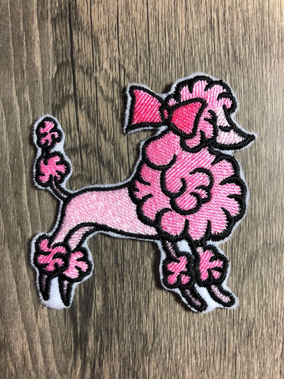 Pink French Poodle Patch: Embroidered Iron-on Dog Applique - Etsy