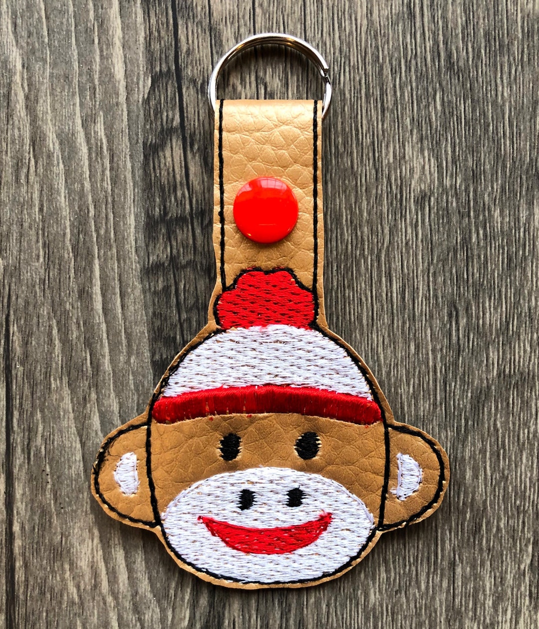 New! Sock Monkey Keychain, Sock Monkey Key Fob, Sock Monkey Bag Tag ...
