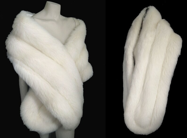 Arctic White Fox Fur Stole Vintage Luxury White Wrap Cape Winter ...