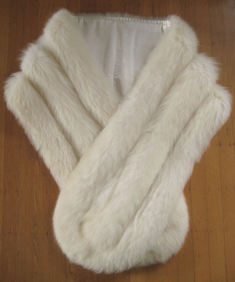 Arctic White Fox Fur Stole Vintage Luxury White Wrap Cape Winter ...