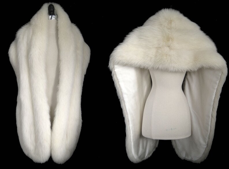 Arctic White Fox Fur Stole Vintage Luxury White Wrap Cape Winter ...