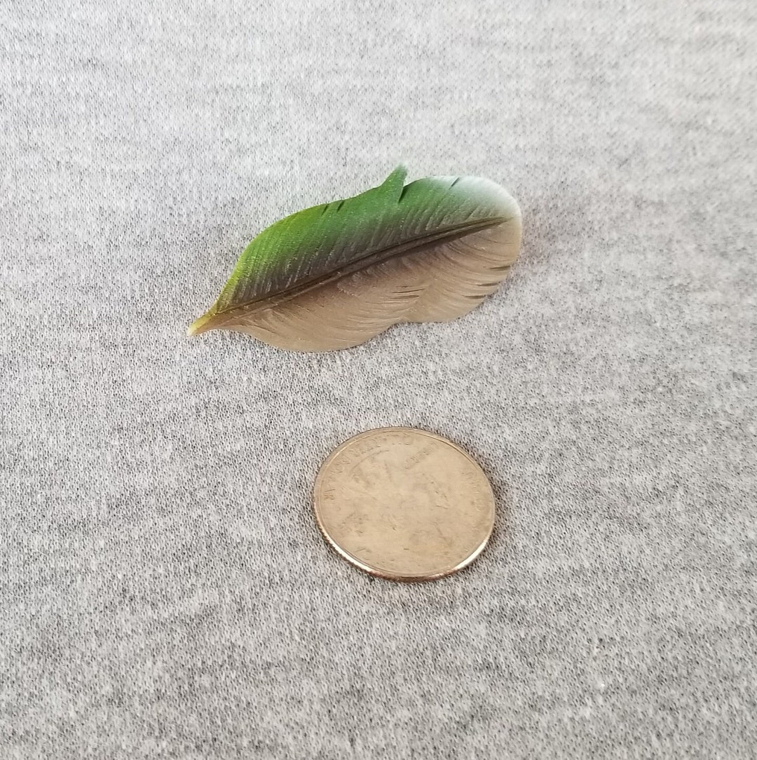 Hand Carved Green Wing Teal Feather Pin - Etsy