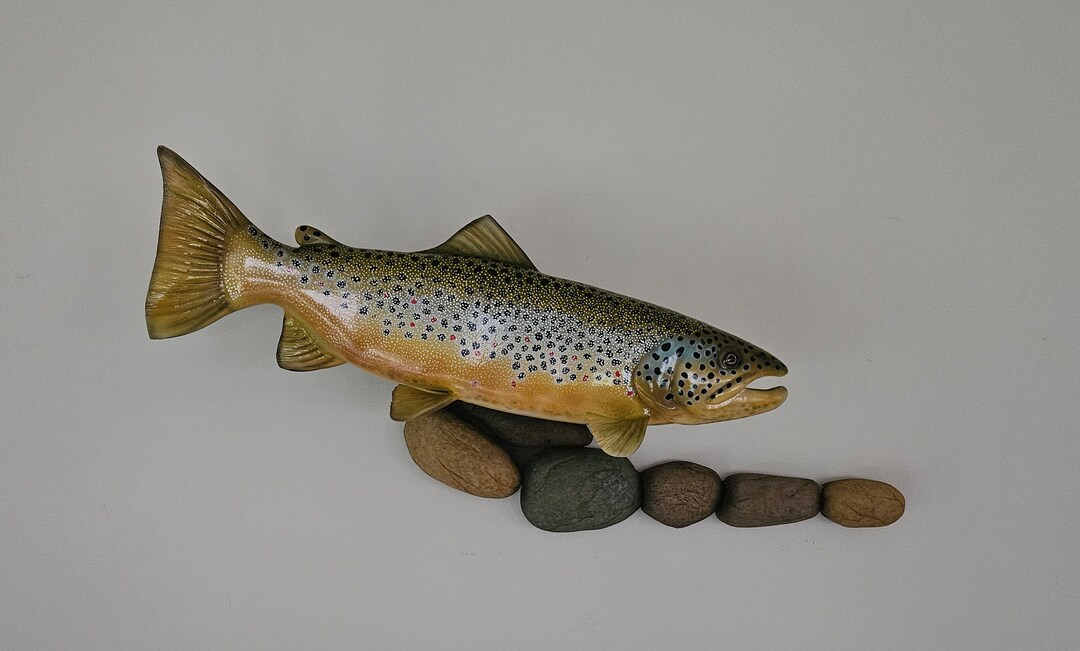 Hand Carved 16" Brown Trout Wall Sculpture. - Etsy