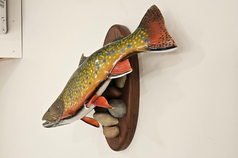 Hand Carved 15" Brook Trout Wall Sculpture. - Etsy