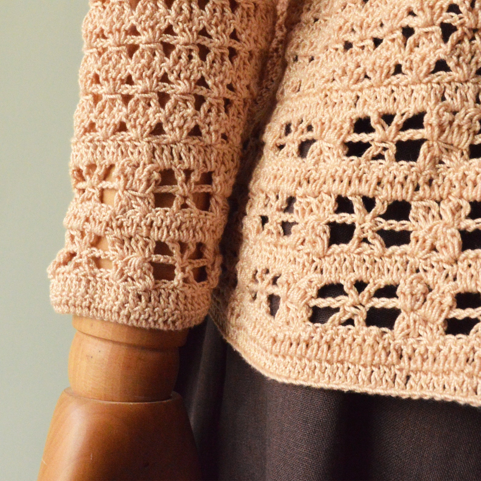 ORIANE Women's Round Neck Cardigan. Flesh Pink Color 100% Cotton, Lisle Thread, Customizable in ...