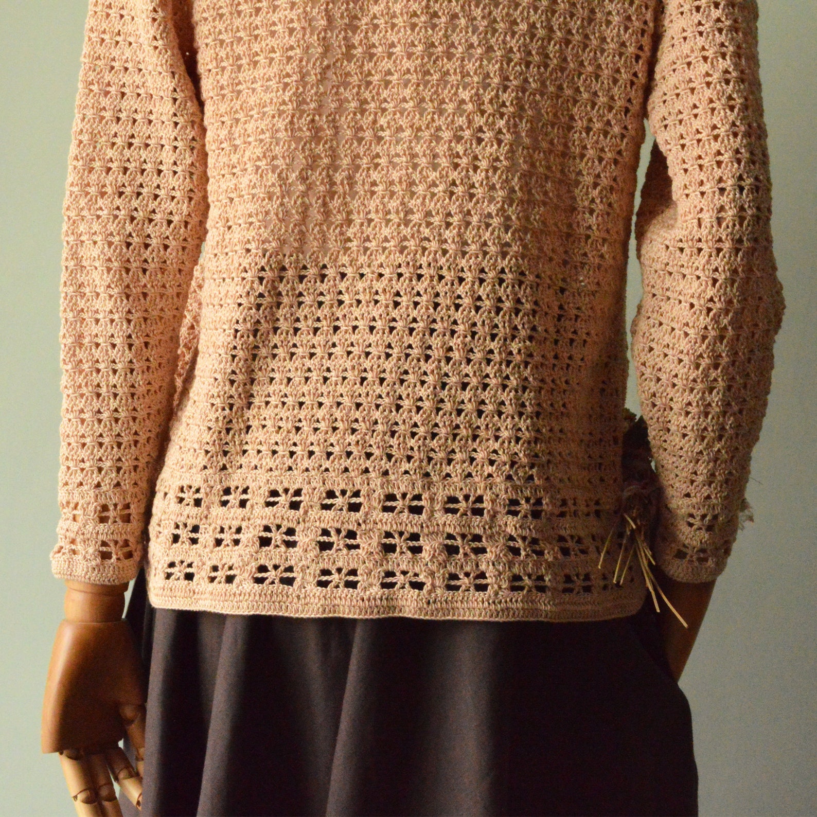 ORIANE Women's Round Neck Cardigan. Flesh Pink Color 100% Cotton, Lisle Thread, Customizable in ...