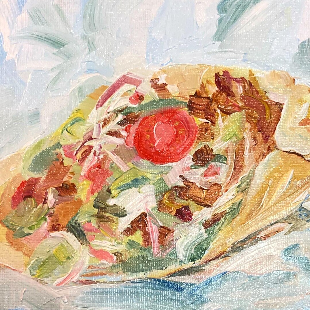 Kebab Oil Painting - Realistic Food Art, Fast Food Decor, Kitchen Wall ...