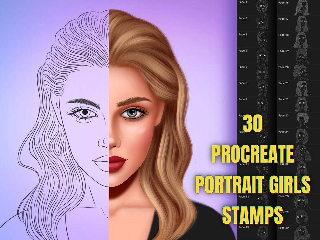 Procreate Face Stamp Procreate Portrait Stamps Procreate Brushes Etsy 