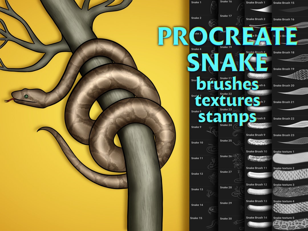 Procreate Snake Brushes, Procreate Textures, Procraete Snake Stamps - Etsy