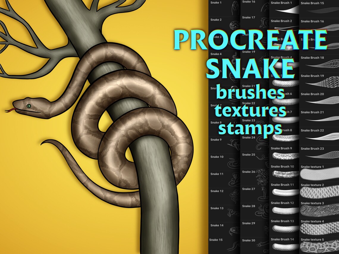 Procreate Snake Brushes Procreate Textures Procraete Snake - Etsy
