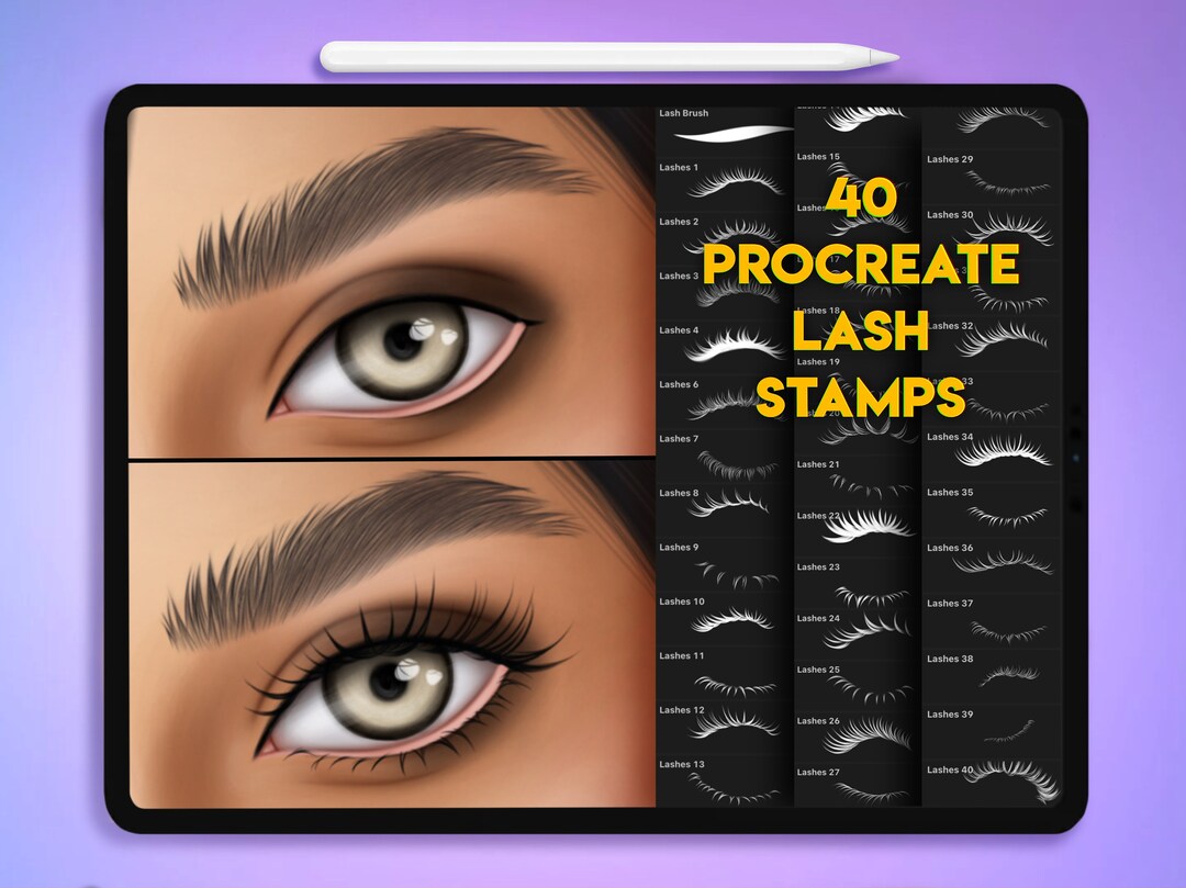 40 Procreate Eyelashes Stamps, Procreate Brushes, Procreate Guide ...