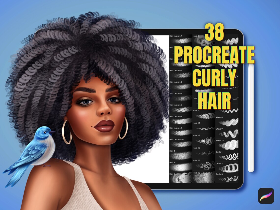 Procreate Curly Hair Brushes Procreate Hairstyle Procreate - Etsy