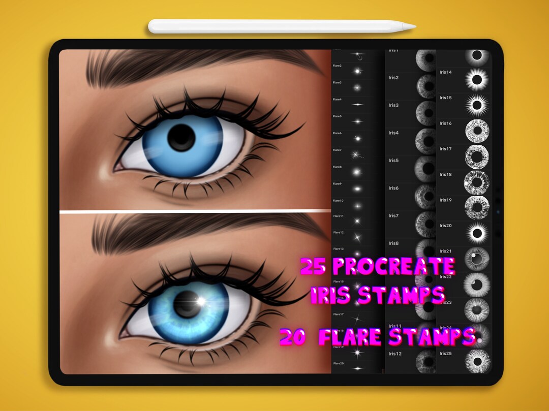 Procreate Iris and Flare Stamps, Realistic Procreate Eyes, Procreate ...