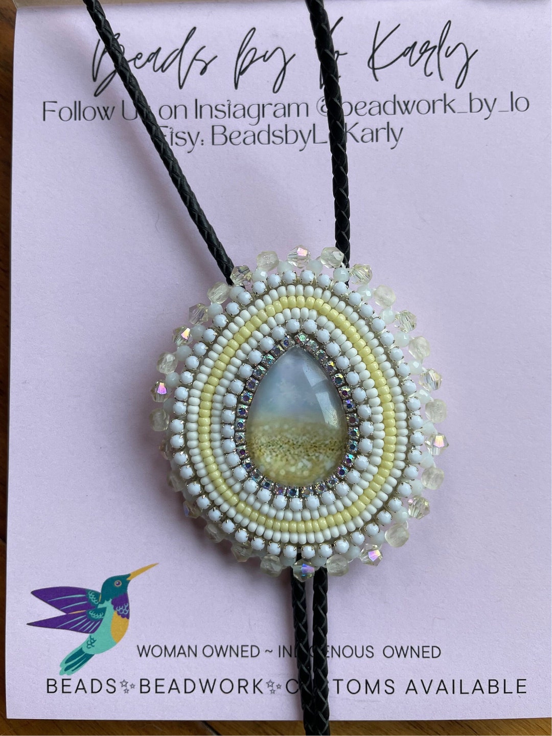 Beaded Bolo Tie, Wedding Tie, Native American Beadwork, White Ombre ...