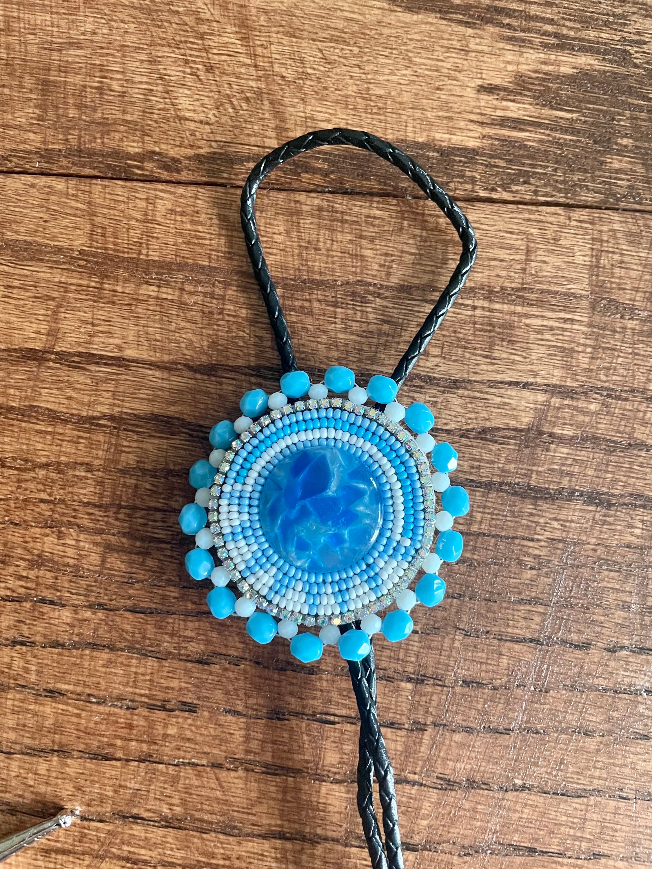 Beaded Bolo Tie, Native American Beadwork, Beaded Gradient, Indigenous ...