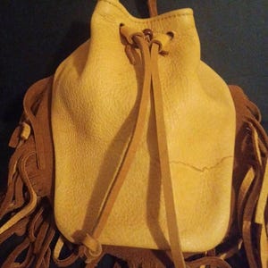 Native American Handmade Purse | Bag Beaded Fringed Buckskin Leather ...
