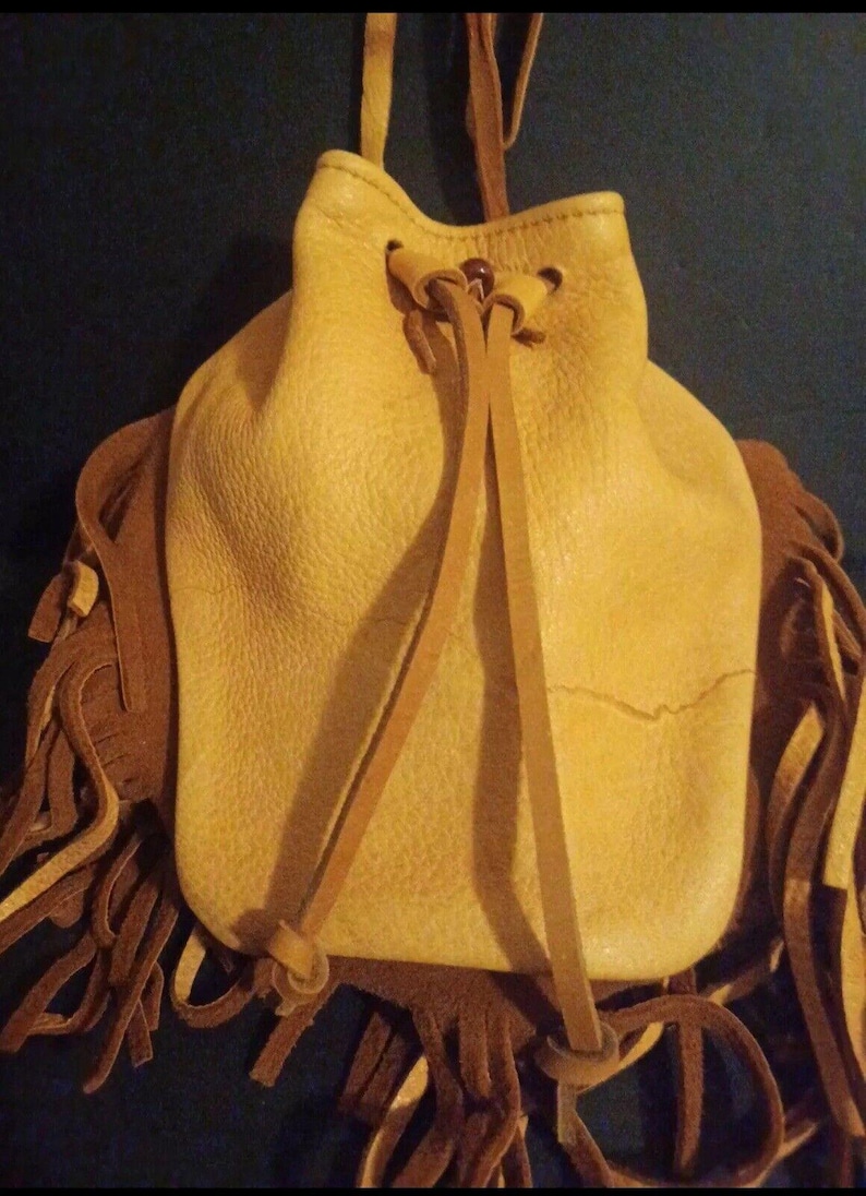 Native American Handmade Purse | Bag Beaded Fringed Buckskin Leather ...