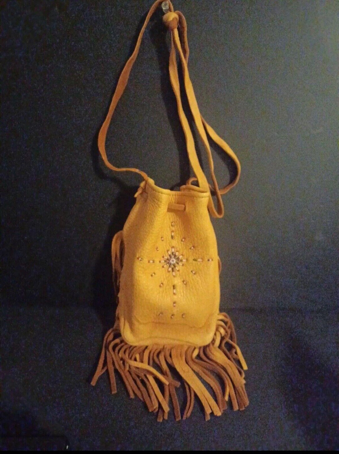 Native American Handmade Purse | Bag Beaded Fringed Buckskin Leather ...